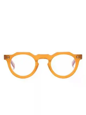 LESCA Round-frame Matte-finish Glasses - Yellow
