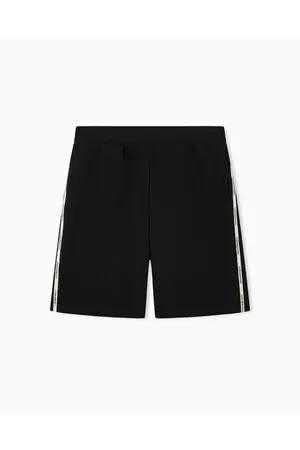 Emporio Armani Cotton-blend Interlock Bermuda Shorts - Black