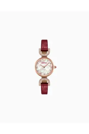 Emporio Armani Two-hand Leather Watch - Red