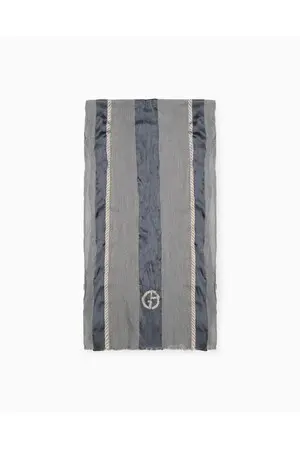 Giorgio Armani Silk-blend Jacquard Stole - Grey