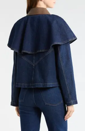 Avec Les Filles Stretch Denim Cape Jacket