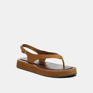 COACH Sculpted C Platform Thong Sandal - Coconut