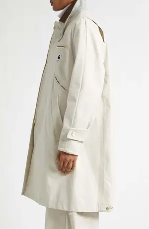 Sacai X Carhartt Wip Duck Canvas Balmacaan Coat