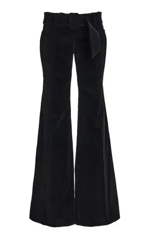 Françoise Clover Flared Cotton Pants - Black