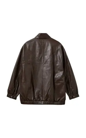 THE GARMENT Relaxed Leather Bomber Jacket - Brown