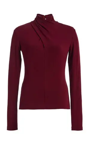 Burgundy Mockneck Blouses