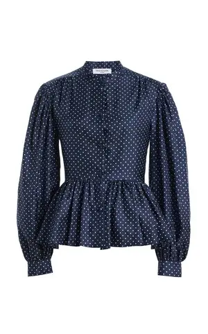 Françoise Caroline Polka-dot Silk Blouse