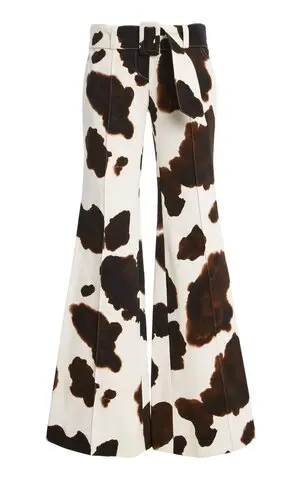 Françoise Clover Cow-hide Cotton Flared Pants - Print