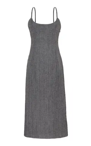 ALFIE Gabi Chevron Cotton Midi Dress - Brown