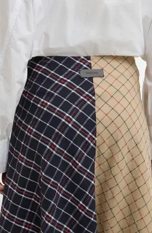 Barbour Dalbury Mix Tartan Asymmetric Maxi Skirt