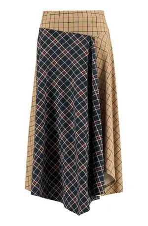Barbour Dalbury Mix Tartan Asymmetric Maxi Skirt
