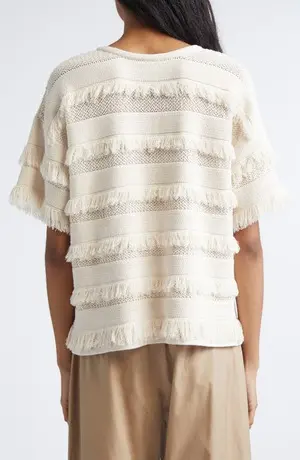 Max Mara Garza Openwork Fringe Sweater