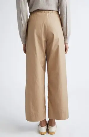 Max Mara Drawstring Crop Wide Leg Cotton Trousers - Desert