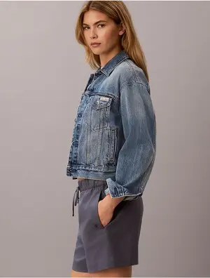 Calvin Klein Linen Blend Pull-on Shorts - Grisaille