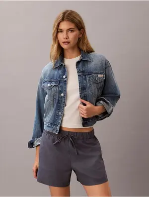 Calvin Klein Linen Blend Pull-on Shorts - Grisaille