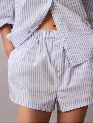 Calvin Klein Cotton Poplin Shorts - Sera Stripe Blue Descent