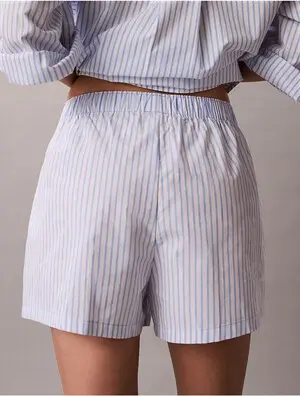Calvin Klein Cotton Poplin Shorts - Sera Stripe Blue Descent