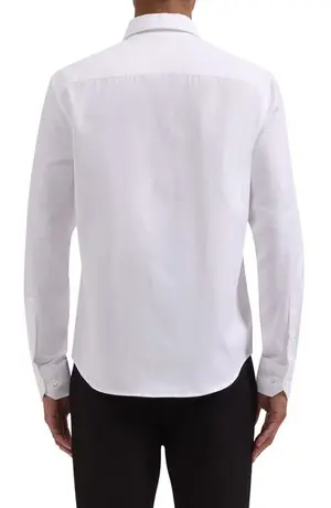 Bugatchi Alvin Shaped Fit Mini Check Button-up Shirt - White
