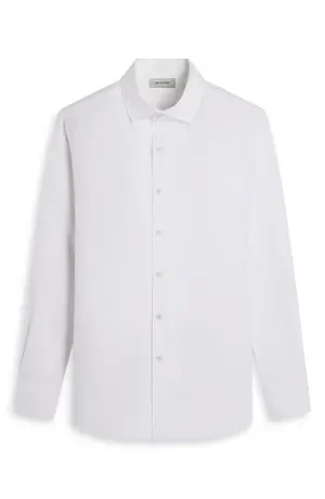 Bugatchi Alvin Shaped Fit Mini Check Button-up Shirt - White
