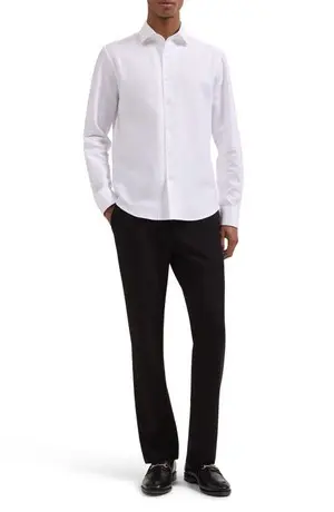 Bugatchi Alvin Shaped Fit Mini Check Button-up Shirt - White