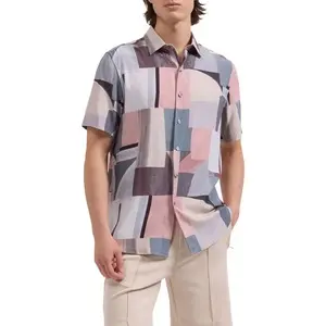 Bugatchi Orson Shaped Fit Short Sleeve Button-up Shirt