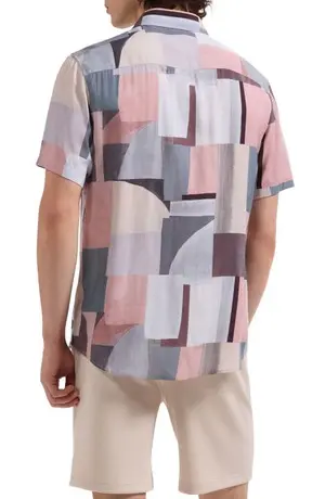 Bugatchi Orson Shaped Fit Short Sleeve Button-up Shirt