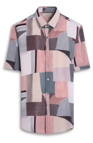 Bugatchi Orson Shaped Fit Short Sleeve Button-up Shirt