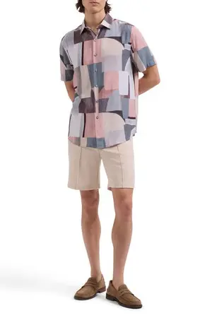 Bugatchi Orson Shaped Fit Short Sleeve Button-up Shirt