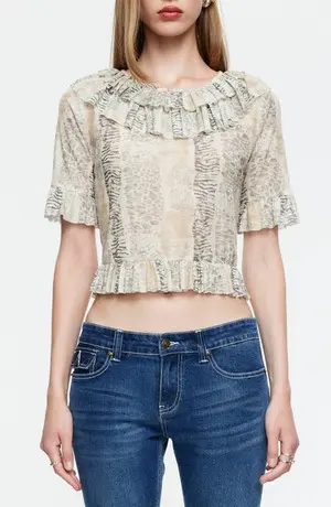 Lioness First Light Print Frill Collar Crop Top