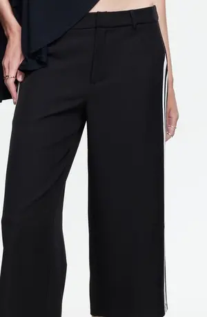 Lioness Genesis Cropped Wide-leg Pants With Side Stripes