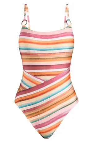 L'Agence Remi Watercolor Stripe One-piece Swimsuit - Pink Multi