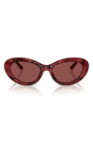 Dolce & Gabbana 54mm Oval Sunglasses - Pearl Havana Red/dark Violet