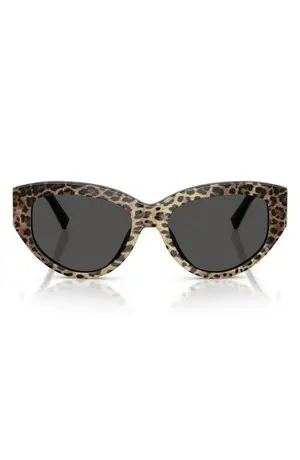Dolce & Gabbana 55mm Cat Eye Sunglasses - Leo Brown On Black/dark Grey