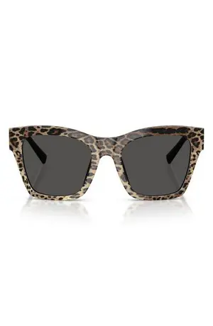 Dolce & Gabbana 53mm Square Sunglasses - Leo Brown On Black/dark Grey