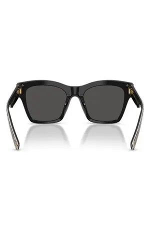 Dolce & Gabbana 53mm Square Sunglasses - Leo Brown On Black/dark Grey