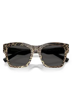 Dolce & Gabbana 53mm Square Sunglasses - Leo Brown On Black/dark Grey