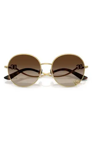 Dolce & Gabbana 56mm Gradient Round Sunglasses - Gold/gradient Brown