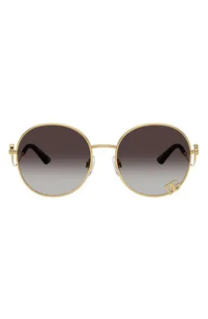 Dolce & Gabbana 56mm Gradient Round Sunglasses - Gold/grey Gradient