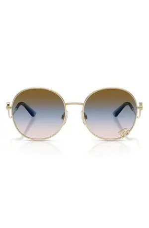 Dolce & Gabbana 56mm Gradient Round Sunglasses - Pale Gold/pink Blue Brown