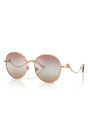 Dolce & Gabbana 56mm Gradient Round Sunglasses - Rose Gold/pink Brown