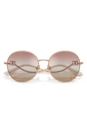 Dolce & Gabbana 56mm Gradient Round Sunglasses - Rose Gold/pink Brown