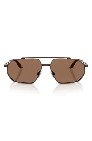 Dolce & Gabbana 59mm Pilot Sunglasses - Brown/matte Brown/brown