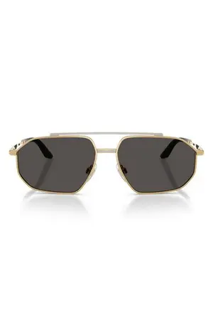 Dolce & Gabbana 59mm Pilot Sunglasses - Gold/silver/dark Grey