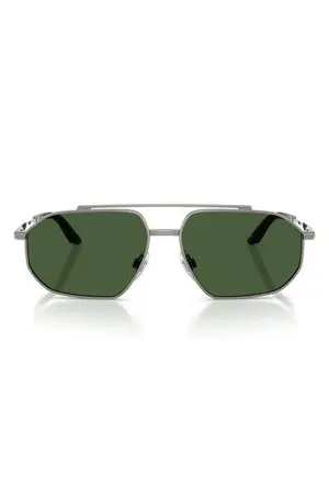 Dolce & Gabbana 59mm Pilot Sunglasses - Gunmetal/dark Green