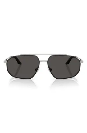 Dolce & Gabbana 59mm Pilot Sunglasses - Silver/matte Black/grey