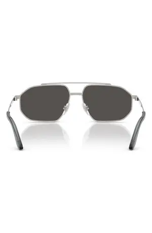 Dolce & Gabbana 59mm Pilot Sunglasses - Silver/matte Black/grey