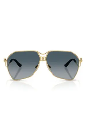 Dolce & Gabbana 62mm Pilot Sunglasses - Gold/grey Gradient