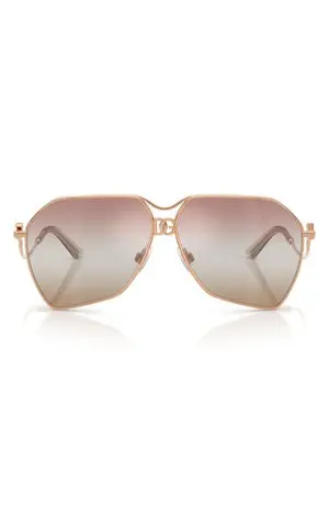 Dolce & Gabbana 62mm Pilot Sunglasses - Rose Gold/pink Brown