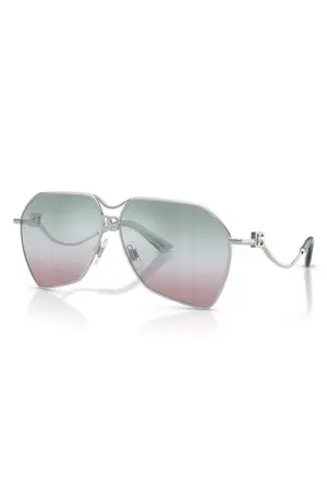 Dolce & Gabbana 62mm Pilot Sunglasses - Silver/grad Pink Grad Green