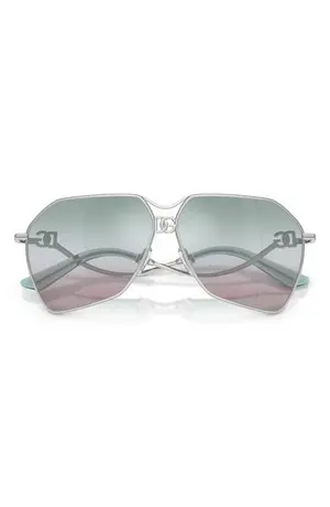 Dolce & Gabbana 62mm Pilot Sunglasses - Silver/grad Pink Grad Green
